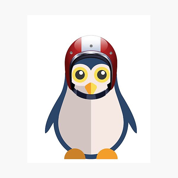 "Emperor Penguin Chick in Racing Helmet" Photographic Print for Sale by ...