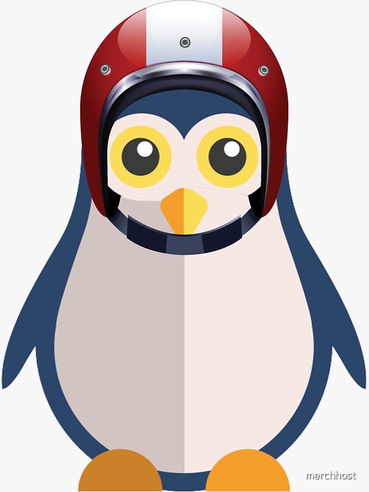 "Emperor Penguin Chick in Racing Helmet" Sticker by merchhost | Redbubble