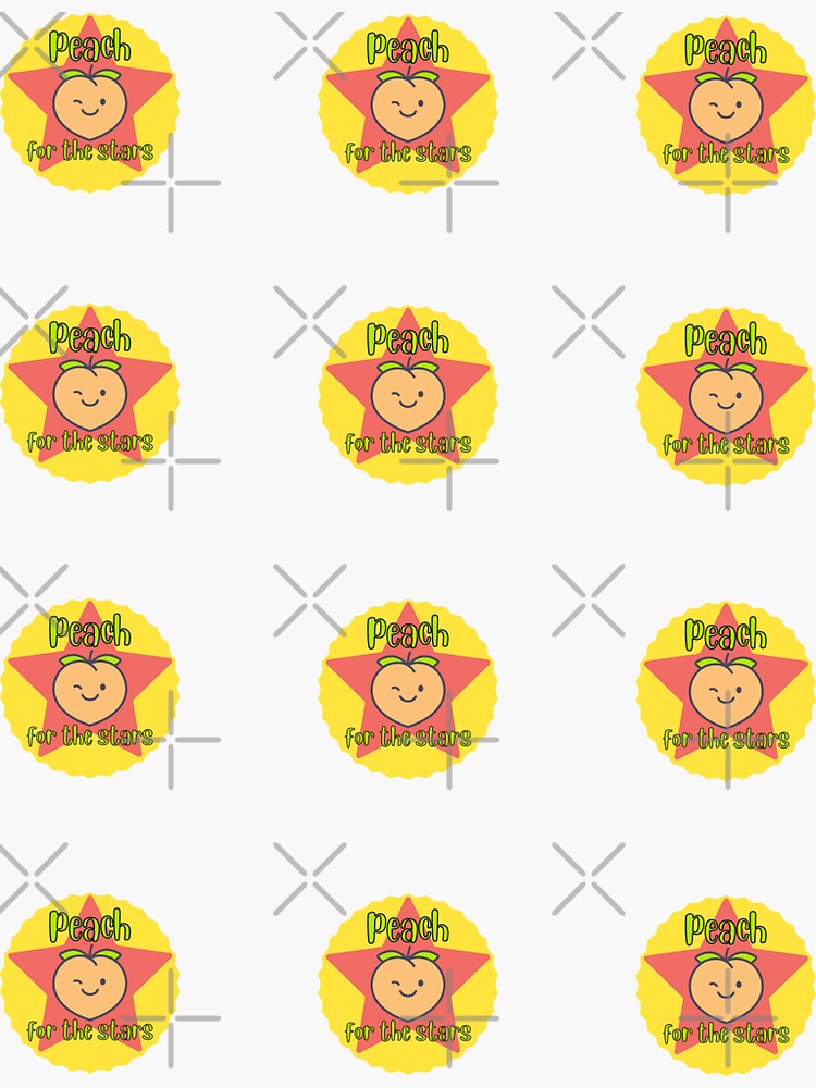 "Peach Reach for the Stars Funny Cute Food Teacher Reward" Sticker for ...