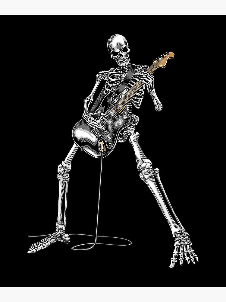 "Happy Skeleton Guitar Guy Spooky Halloween Rock Band Concert" Poster ...