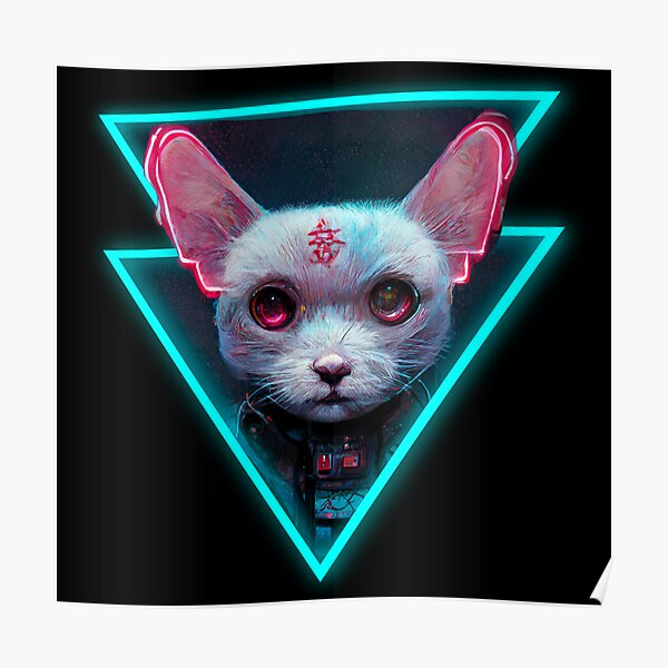"Cyberpunk Cat 2" Poster for Sale by TheSamuraiCat | Redbubble