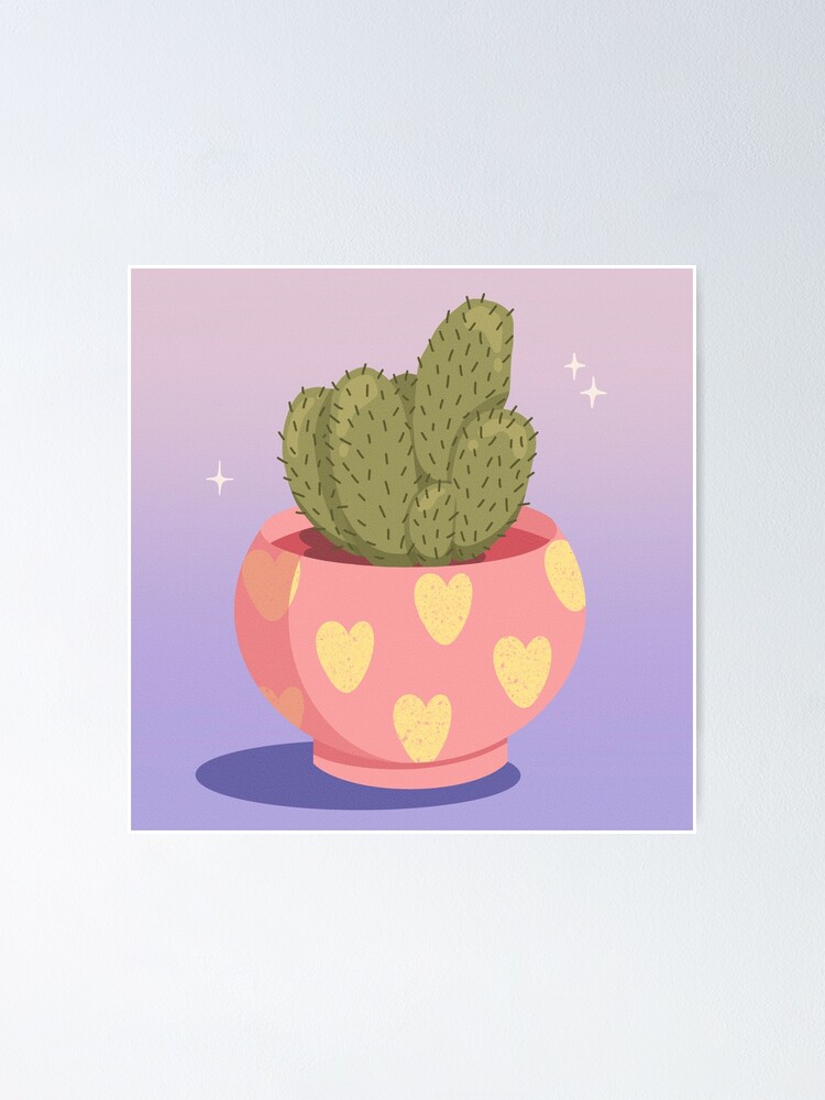 "Y2K Danish Pastel Cactus Plant Pot" Poster for Sale by SaEIllustration ...
