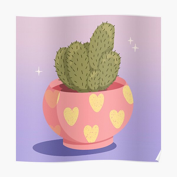 "Y2K Danish Pastel Cactus Plant Pot" Poster for Sale by SaEIllustration ...