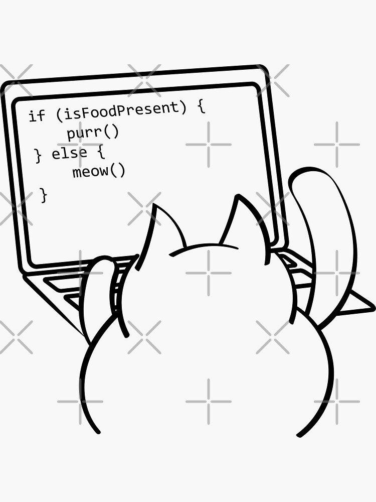 "Programmer Cat Code (Black)" Sticker for Sale by IgalK | Redbubble
