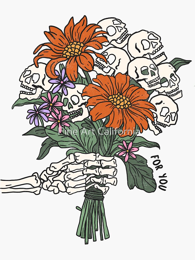 "Flowery Skeleton" Sticker for Sale by sourav1993 | Redbubble