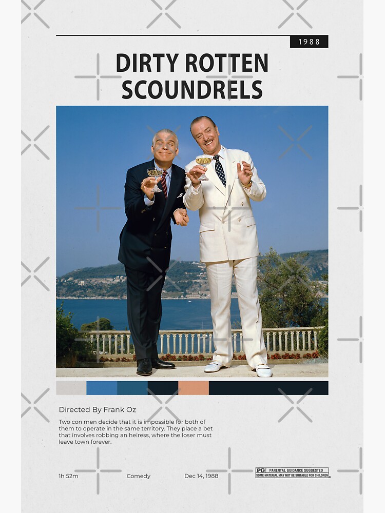 "Dirty Rotten Scoundrels movie poster 1988, comedy" Sticker for Sale by ...