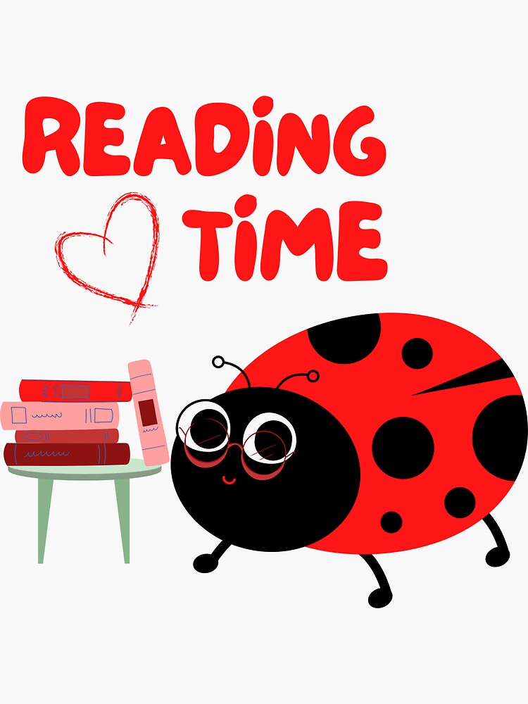 "Ladybug Reading Time" Sticker for Sale by sanassiya | Redbubble