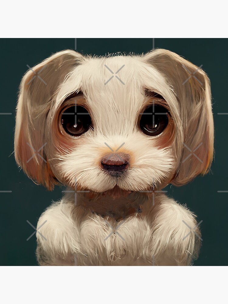 "Cute Furry Puppy With Sad Eyes" Sticker for Sale by ShirtifyOk | Redbubble