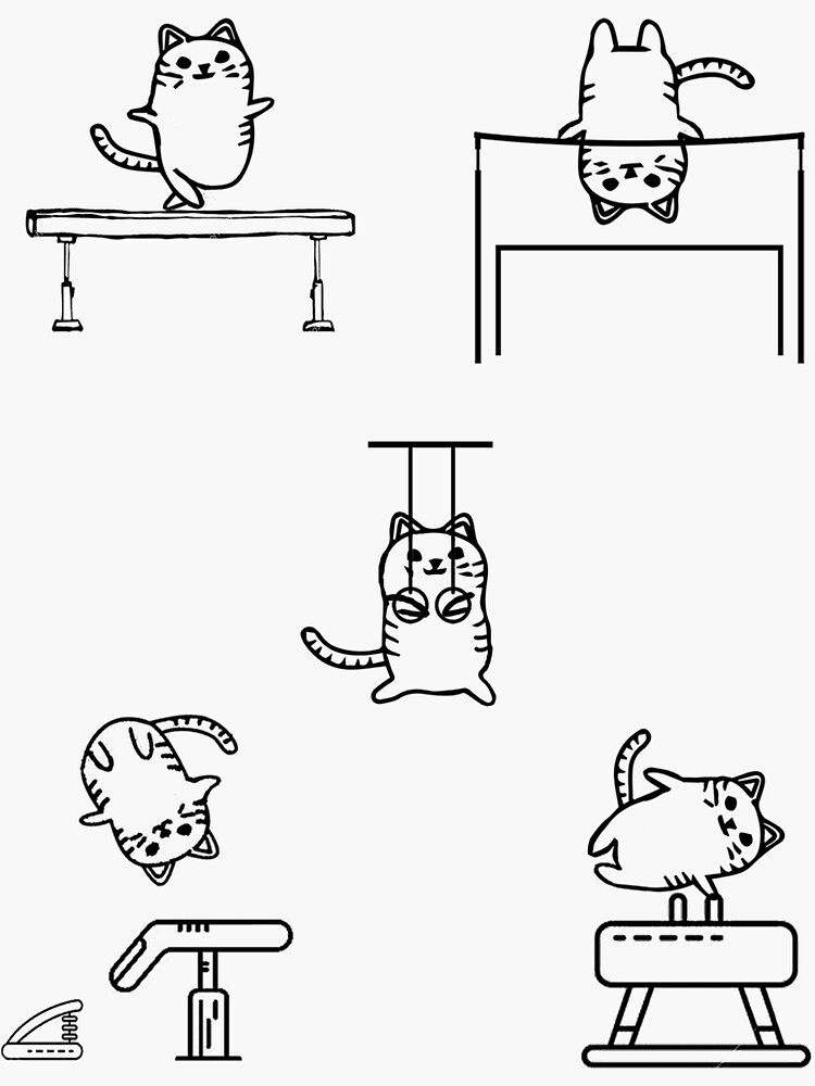 "Gymnastics cats" Sticker for Sale by perfect-prints | Redbubble