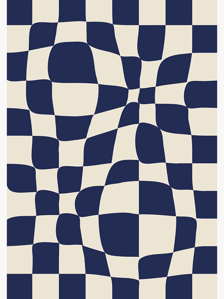 "Dark Blue Checkerboard Poster abstract beige natural organic" Sticker ...