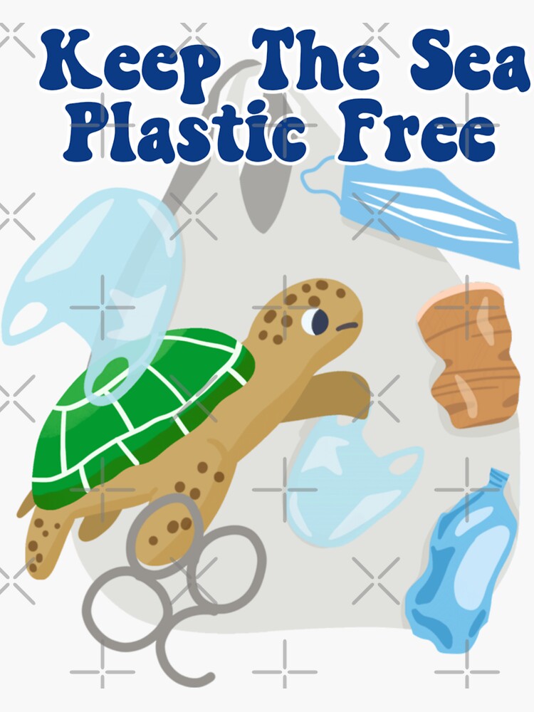 "Keep The Sea Plastic Free Anti Plastic Turtle Beach Cleanup " Sticker ...