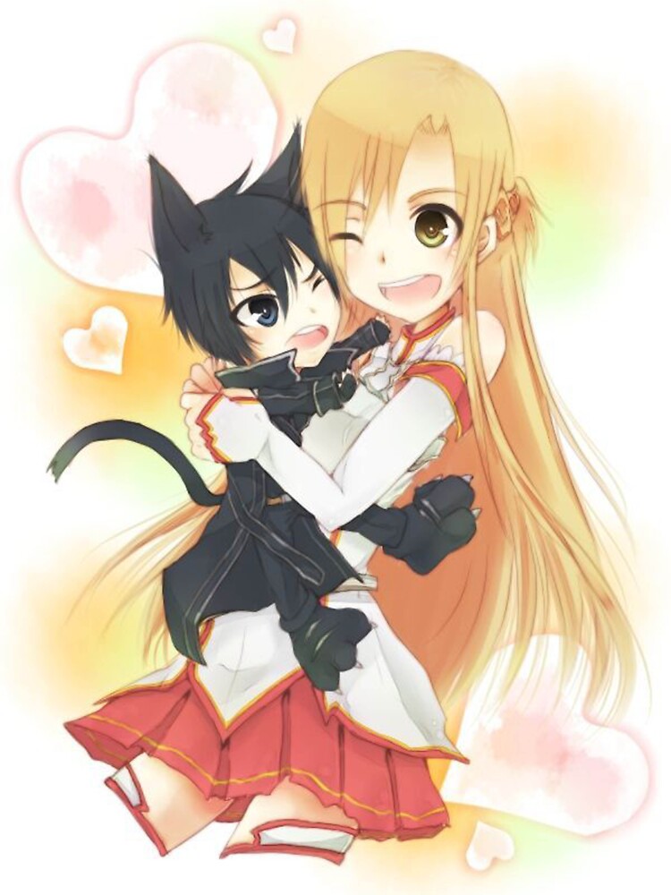 "Asuna & Kirito Cat" Sticker for Sale by FriendsLove | Redbubble