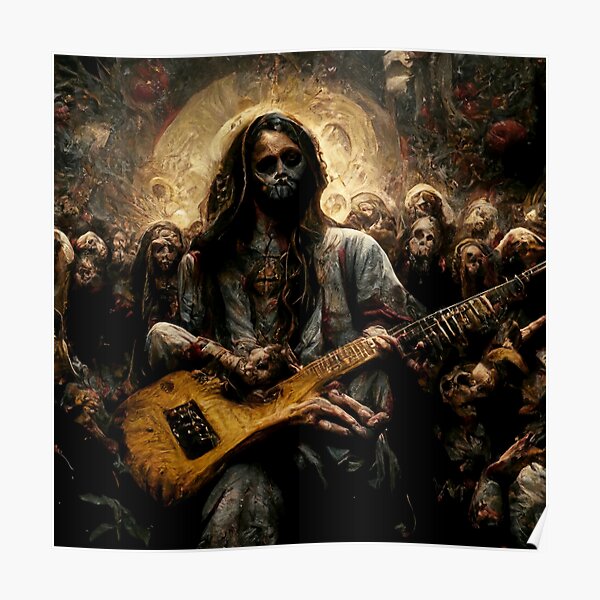 "Zombie Jesus Playing Metallica Guitar" Poster for Sale by panasun ...