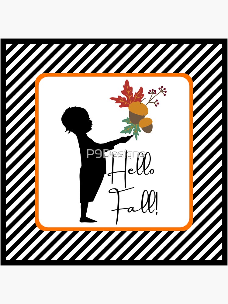 "Hello Fall Silhouette" Sticker for Sale by P9Designs | Redbubble