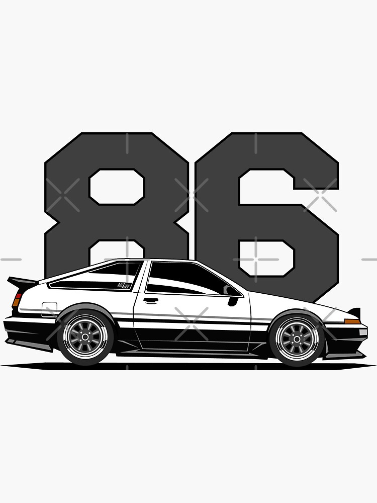 "toyota trueno ae86 side view panda intial-d hachiroku" Sticker for ...