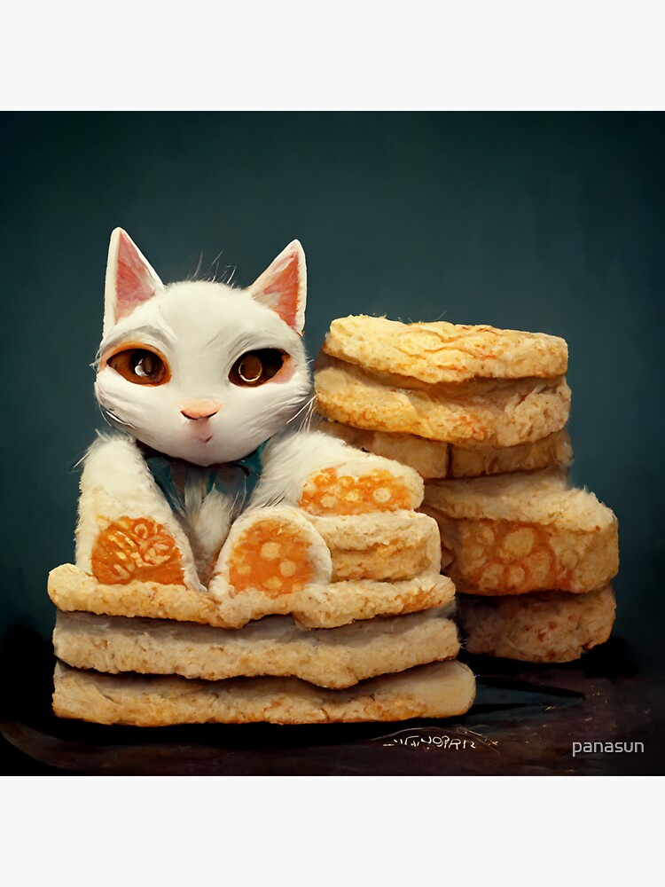 "Cat Making Biscuits" Sticker for Sale by panasun | Redbubble