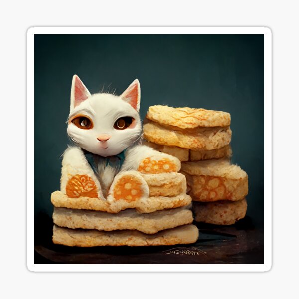 "Cat Making Biscuits" Sticker for Sale by panasun | Redbubble