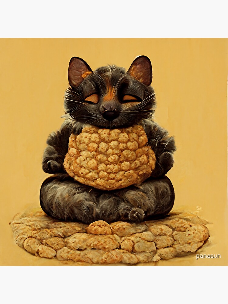 "Cat Making Biscuits and Peanut" Sticker for Sale by panasun | Redbubble