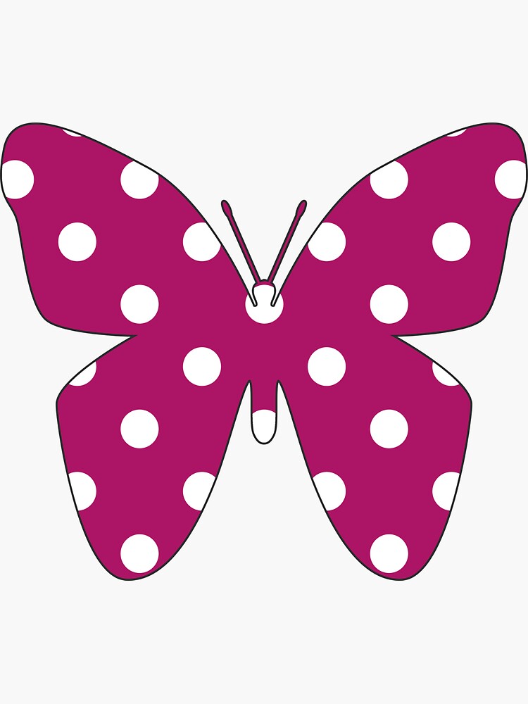 "Cute Pinky Magenta Polka Dot Butterfly" Sticker for Sale by ...