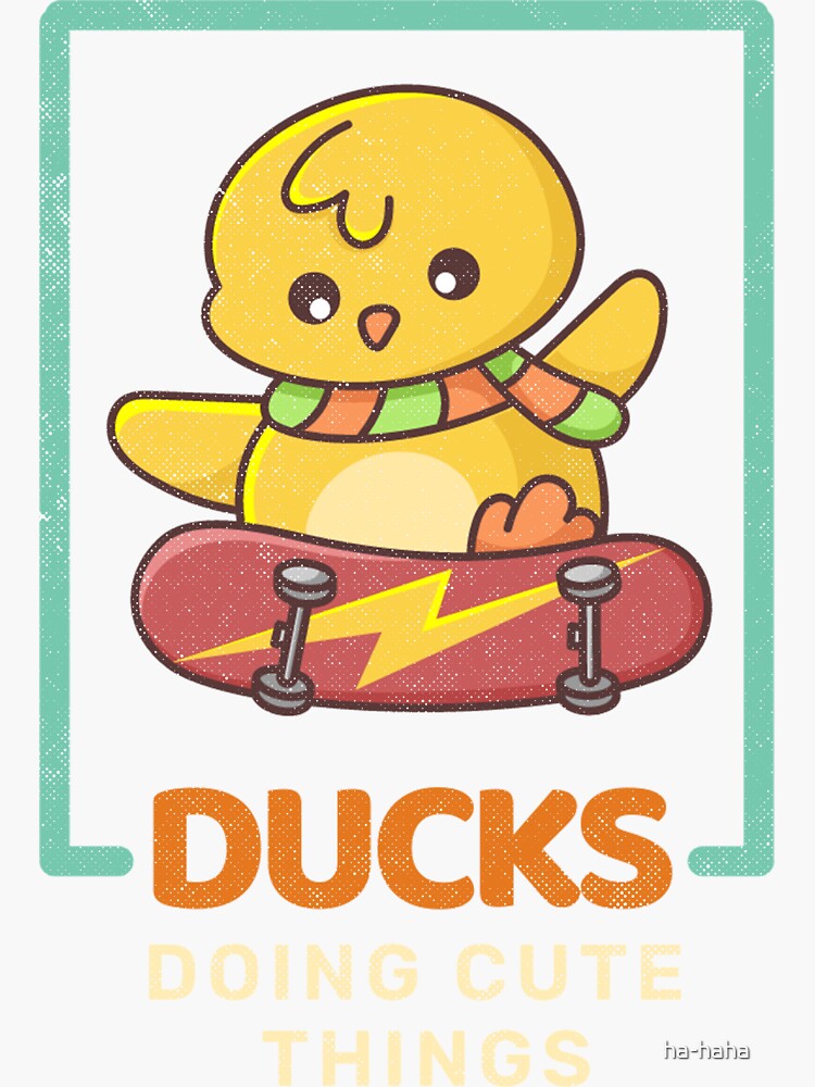 "Ducks Doing Cute Things, Cool Duck Play Skateboard " Sticker for Sale ...