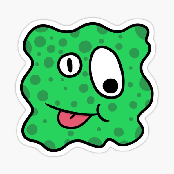 "Cute Hand Drawn Spotted Green Funny Face Creature" Sticker for Sale by ...