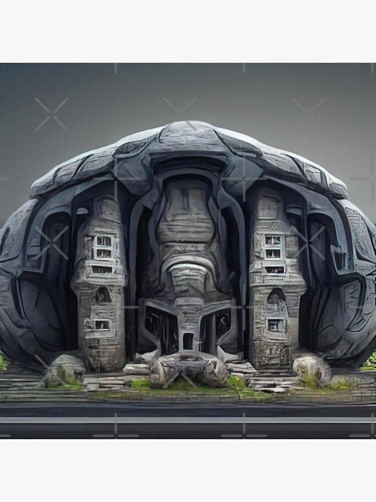 "Concept Art of a Stone Building With Alien Tech" Sticker for Sale by ...