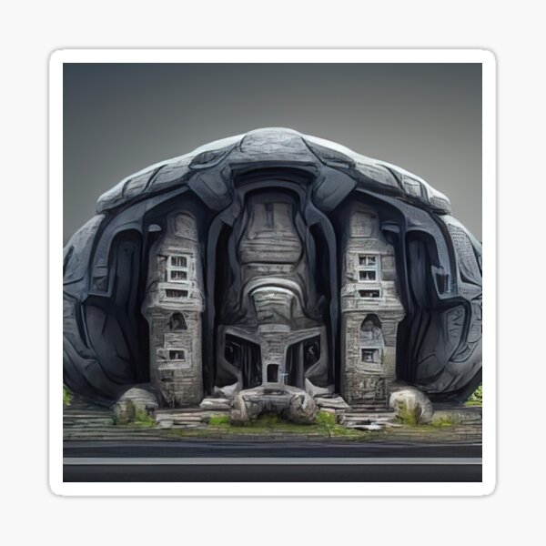 "Concept Art of a Stone Building With Alien Tech" Sticker for Sale by ...