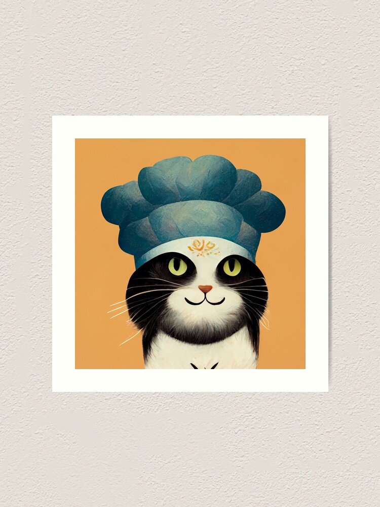 "Cute Black and White Funny Cat Making Biscuits With Love and a Chef ...