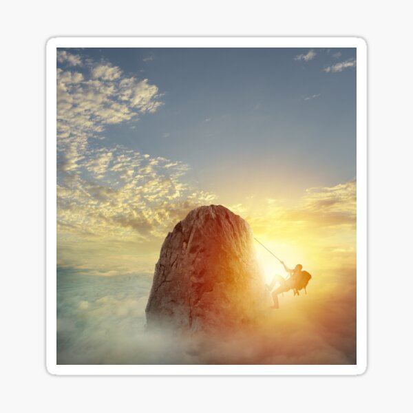 "Mountain Climbing Adventure Man" Sticker for Sale by Ade-Mercury ...