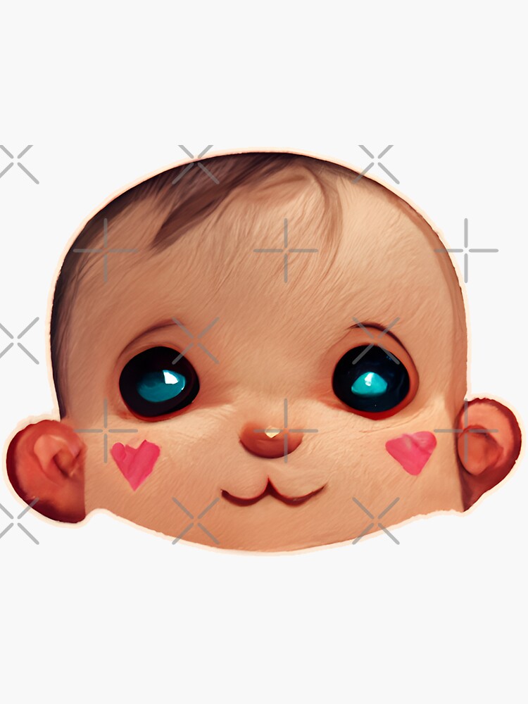 "Cute Happy Smiling Baby Painted Heart Cheeks" Sticker for Sale by ...