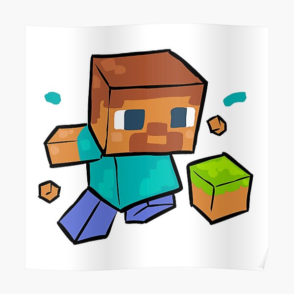 "Minecraft Steve Grass Block" Poster for Sale by qloc | Redbubble