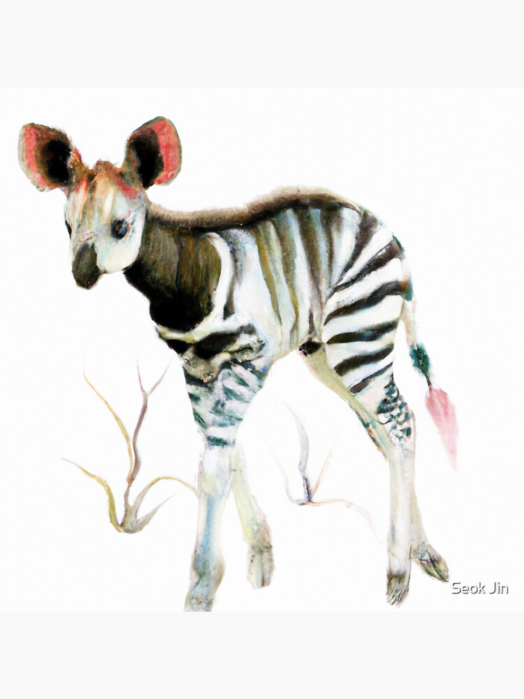"Cute Baby Okapi Animal Watercolor Painting" Sticker for Sale by ...