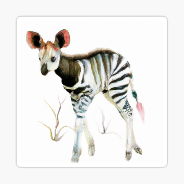"Cute Baby Okapi Animal Watercolor Painting" Sticker for Sale by ...