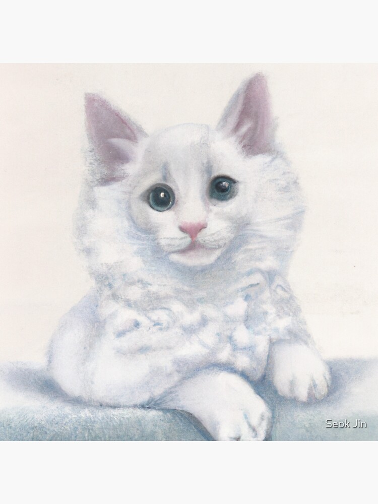"Cute Baby Turkish Angora Animal Watercolor Painting" Sticker for Sale ...