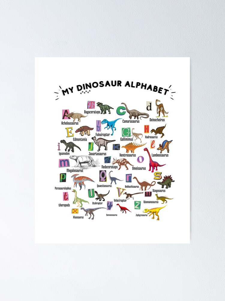Póster «ABC Dinosaur Identificación A-Z Tipos de dinosaurios Alfabeto ...