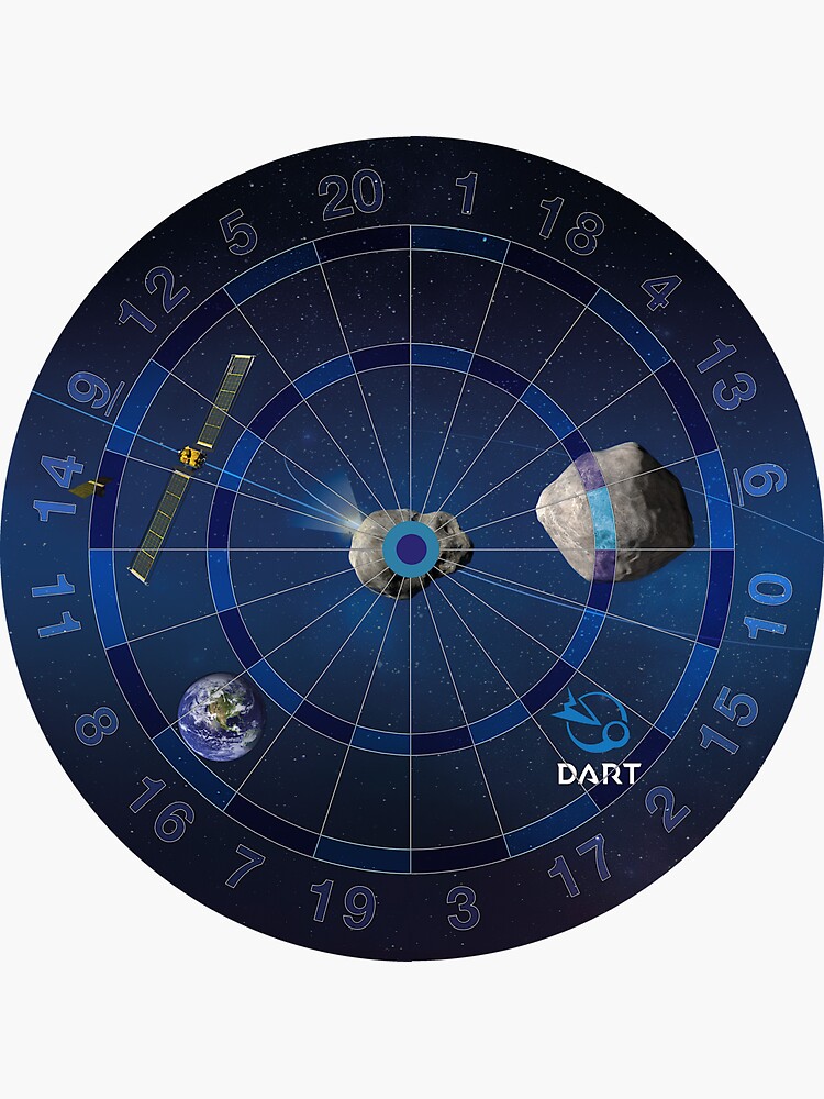 "NASA DART mission dartboard" Sticker for Sale by SolidEarthArt | Redbubble