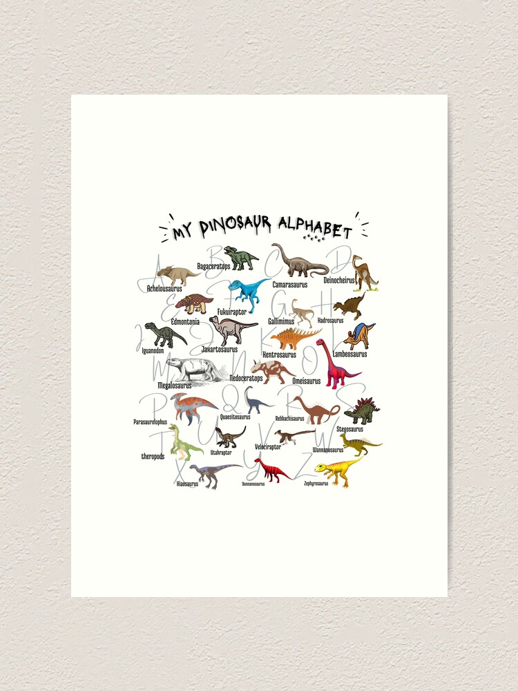 " ABC Dinosaur alphabet A-Z Types Of Dinosaurs identification T-Shirt ...