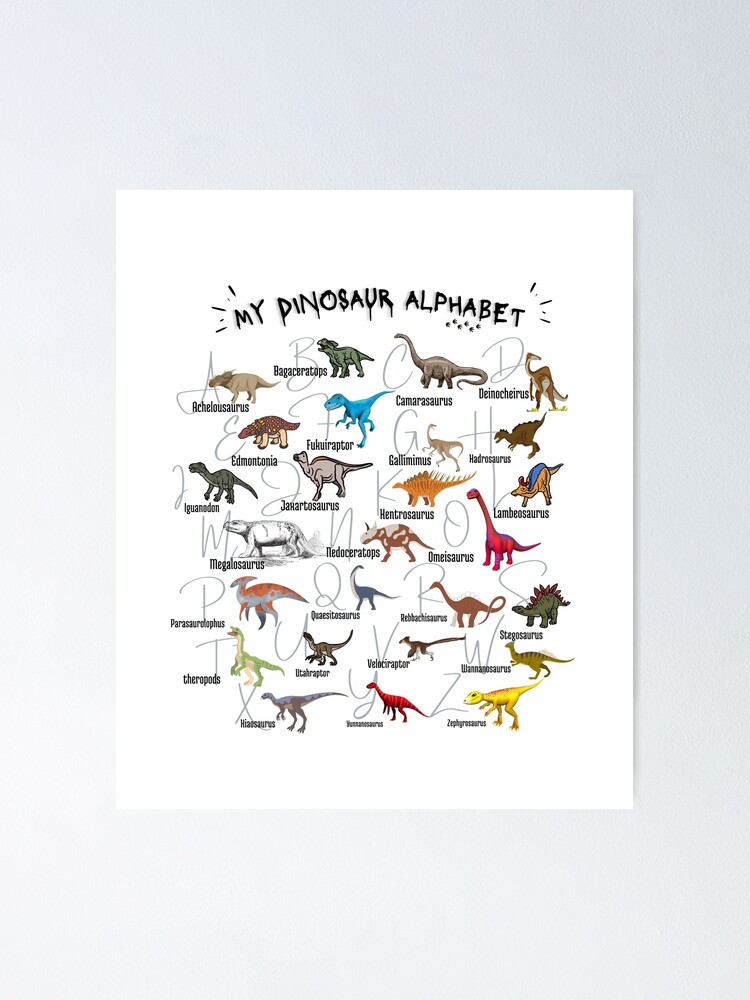 " ABC Dinosaur alphabet A-Z Types Of Dinosaurs identification T-Shirt ...