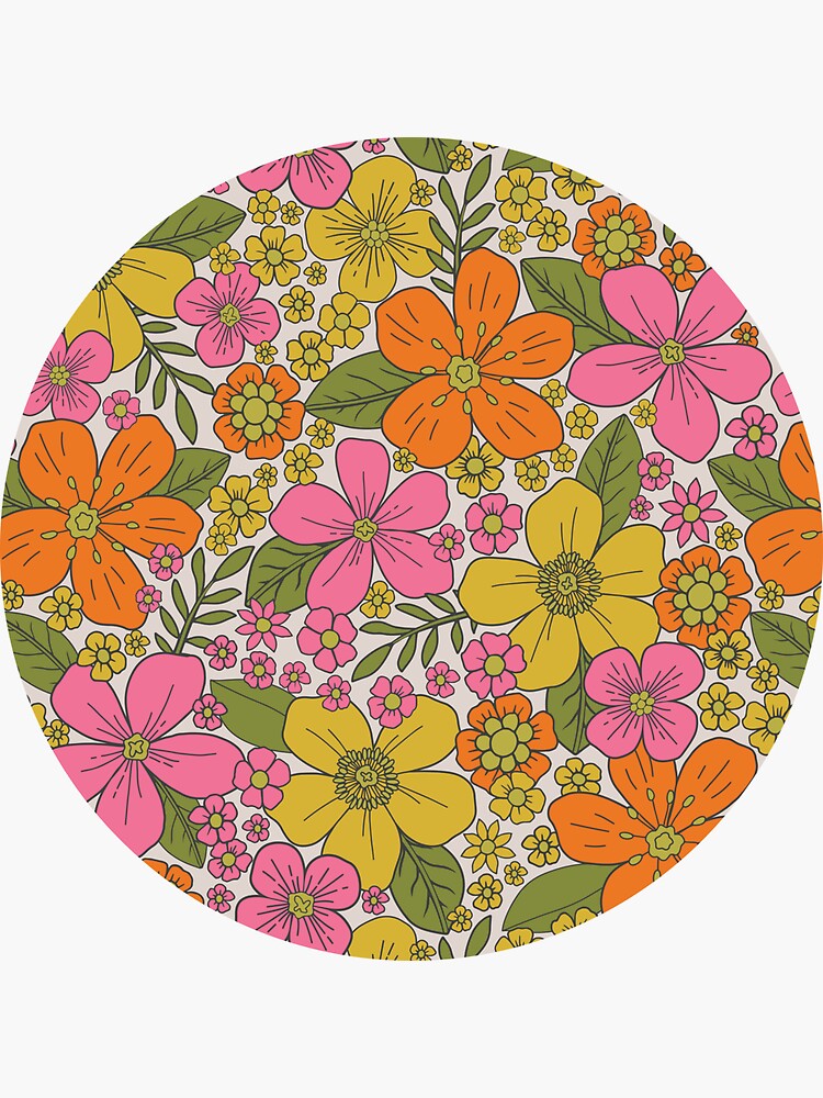 "Groovy 1960s Floral Flower Power" Sticker for Sale by somecallmebeth ...