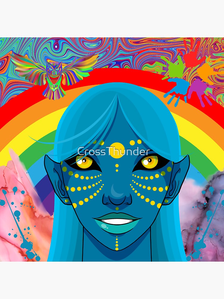 "Rainbow Alien Avatar Goddess" Sticker for Sale by CrossThunder | Redbubble