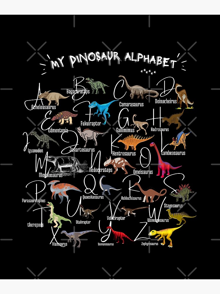 " ABCD Dinosaur alphabet A-Z Types Of Dinosaurs identification T-Shirt ...
