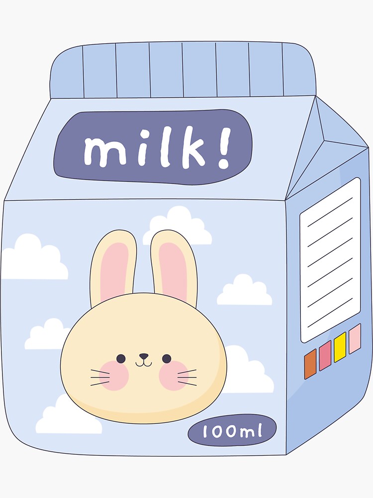 "Kawaii Blue Rabbit Milk Carton" Sticker for Sale by soumayajp | Redbubble