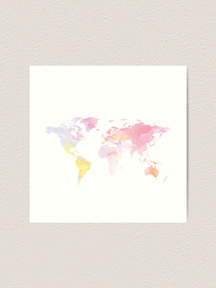 "Map of World Pastel Watercolor" Art Print by divinefemme | Redbubble