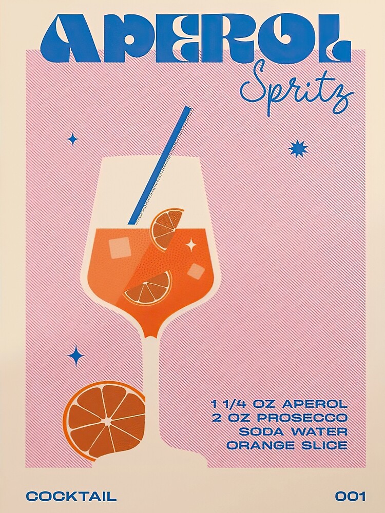 "Retro Cocktail Aperol Spritz Unframed" Poster for Sale by ...