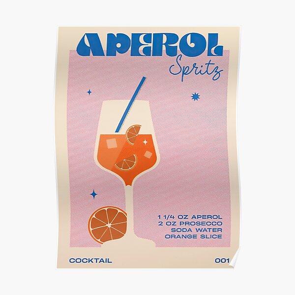 "Retro Cocktail Aperol Spritz Unframed" Poster for Sale by ...