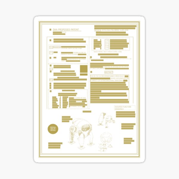 "B1-178 Gold Patent" Sticker for Sale by ramthedinolover | Redbubble