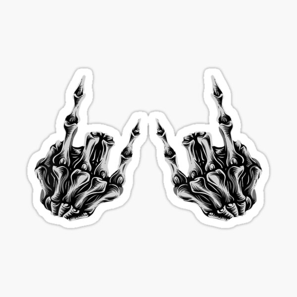 "Hot Rock On Rock Star Skeleton Hands " Sticker for Sale by ...