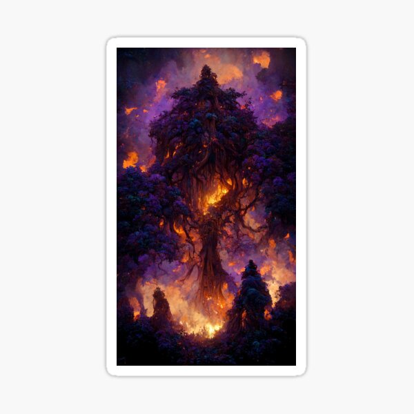 "World Tree Burning" Sticker for Sale by TheAzureMage | Redbubble