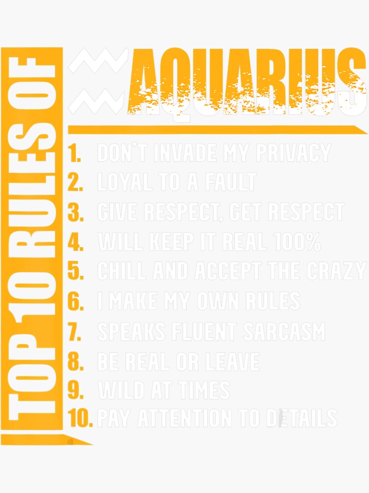 "Top 10 Rules Of Aquarius Zodiac Sign" Sticker for Sale by DuyHerry ...