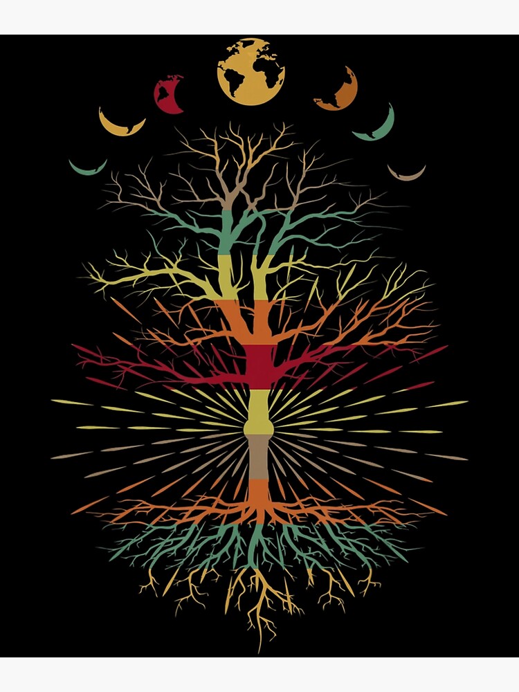 "Tree Show The Moon Phases With The 60S 70S Vibes Moon Phases" Canvas ...